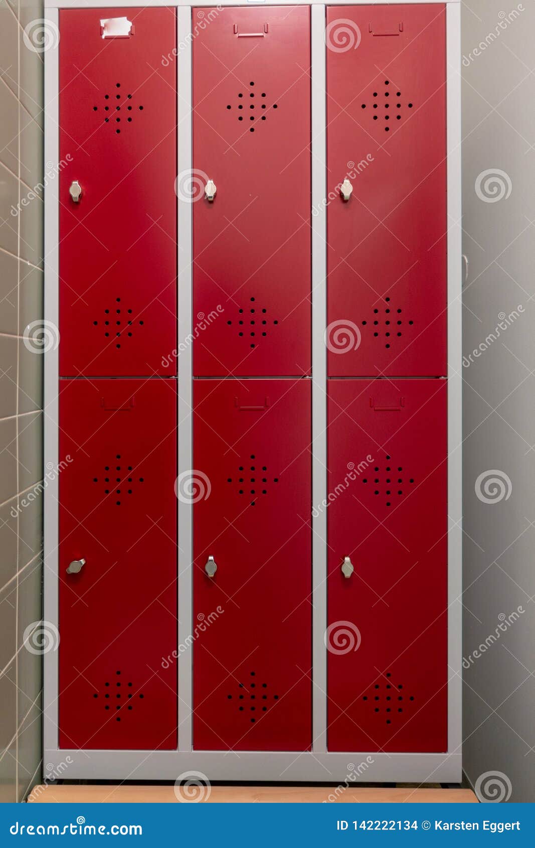 Changing Lockers with Red Doors Stock Photo - Image of open, lock ...