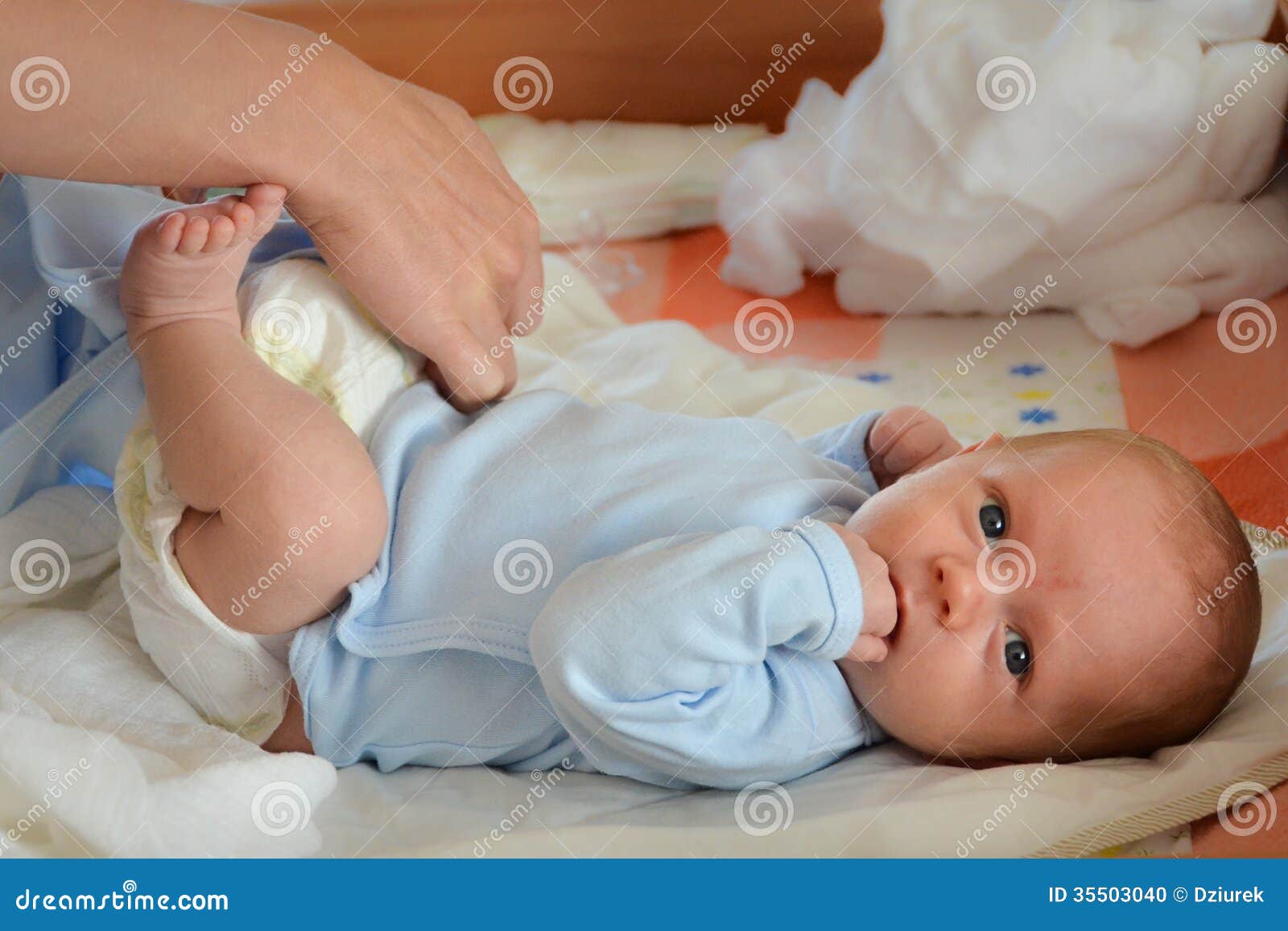 Changing nappy. stock photo. Image of nipper, newborn - 35503040