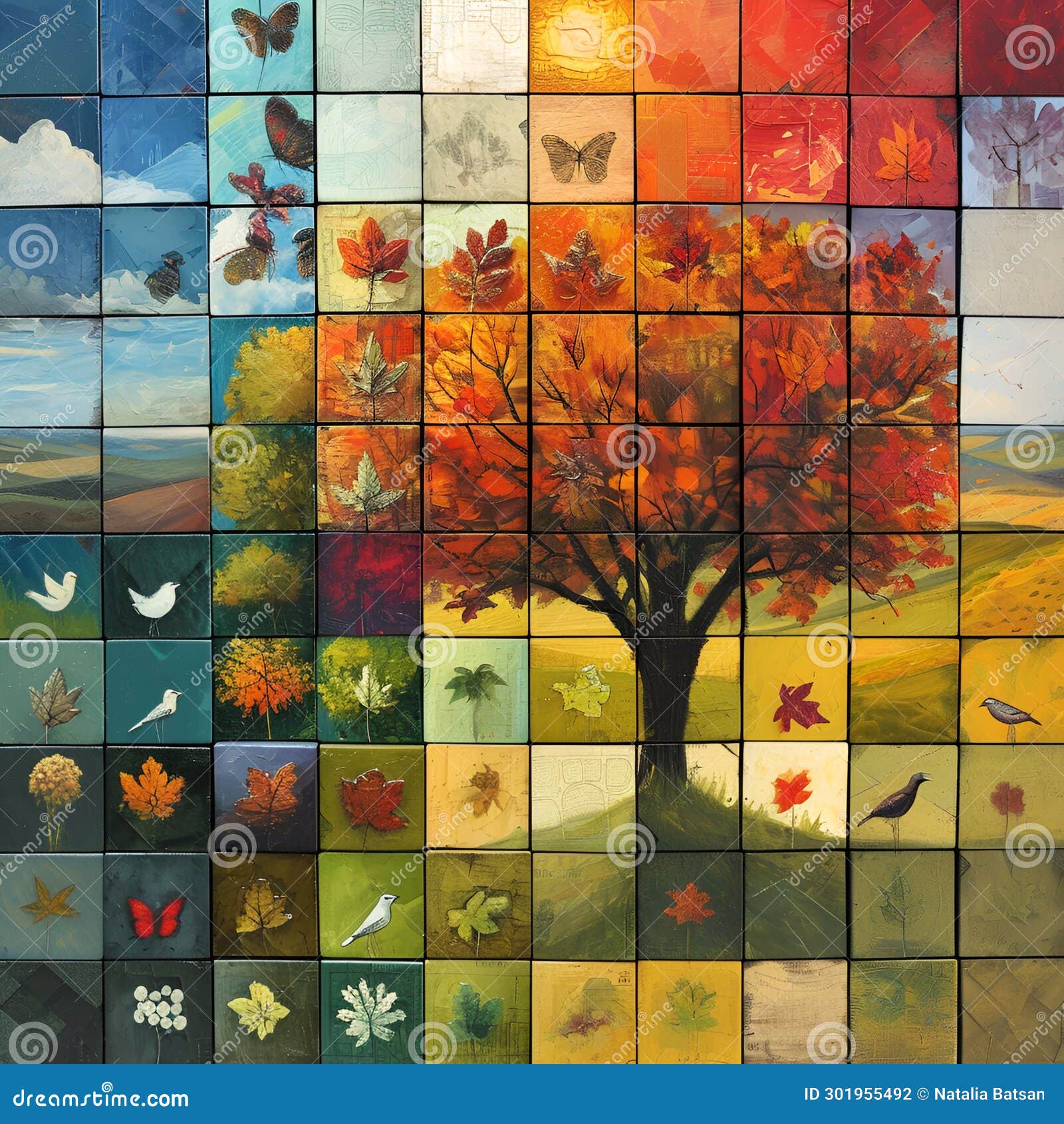 Changing Seasons Using Cubes Stock Photo - Image of collage, seasons ...