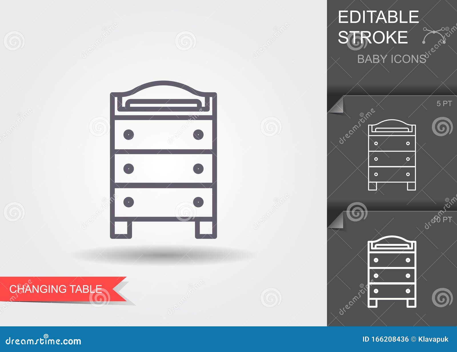 Changing Table. Line Icon with Editable Stroke with Shadow Stock Vector ...