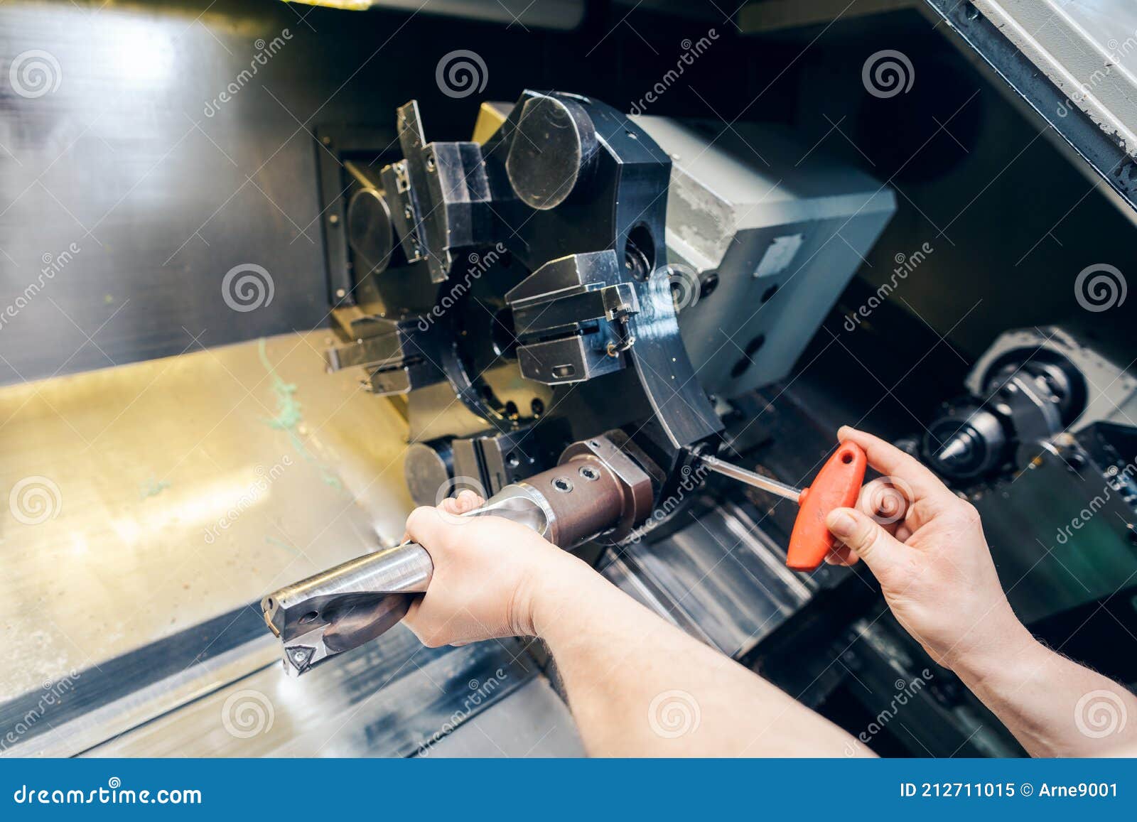 Changing the Tool Setup in Lathe Machine in Production, Close-up Stock ...