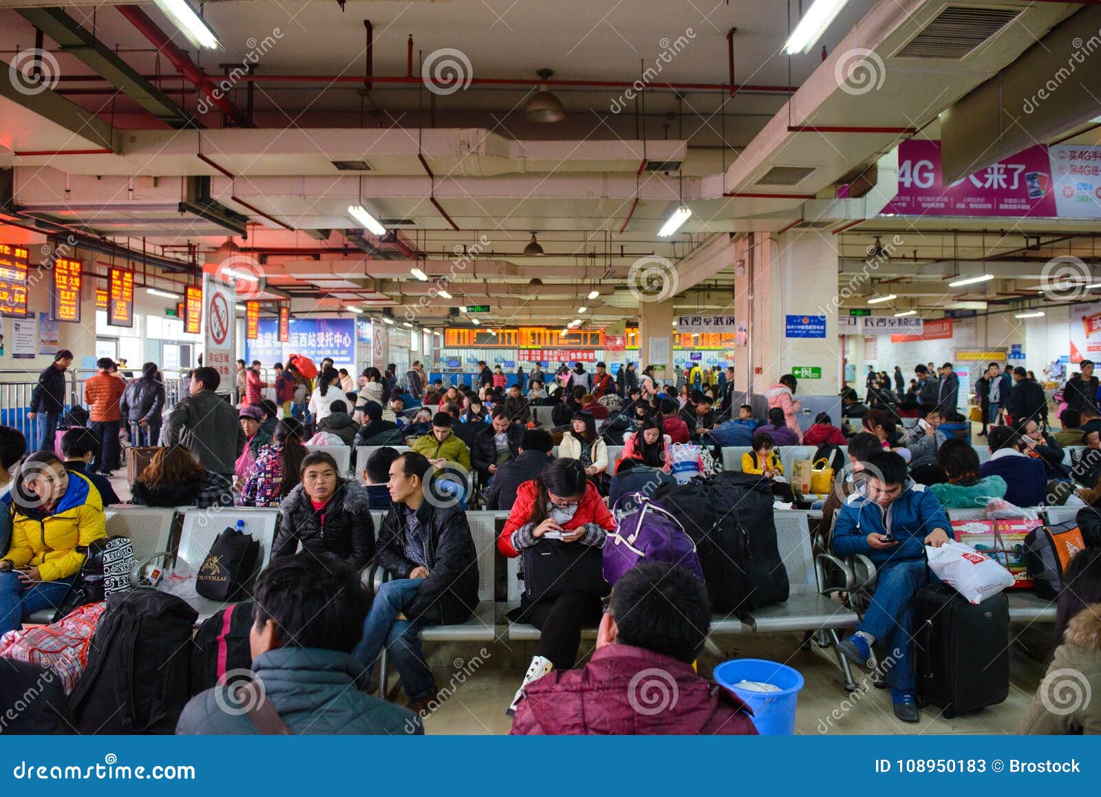 Changsha, China - January 9, 2015 : Waiting Bus in the Bus Terminal at ...