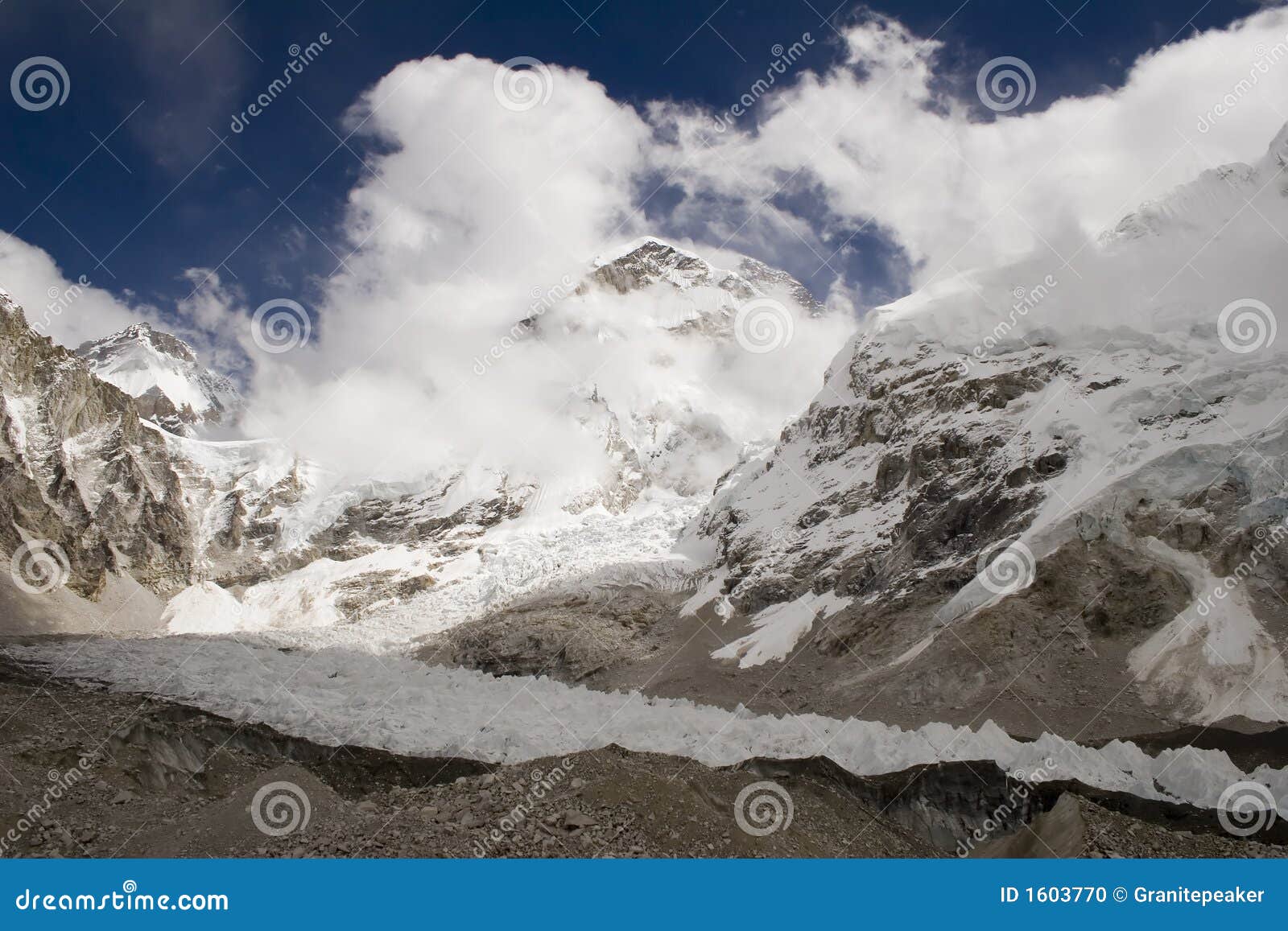 Everest, Changtse, Lhotse And Nuptse Peaks In Himalaya Stock ...