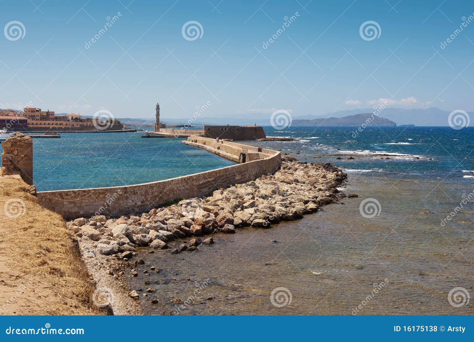 Chania harbor. Crete stock photo. Image of stone, europe - 16175138