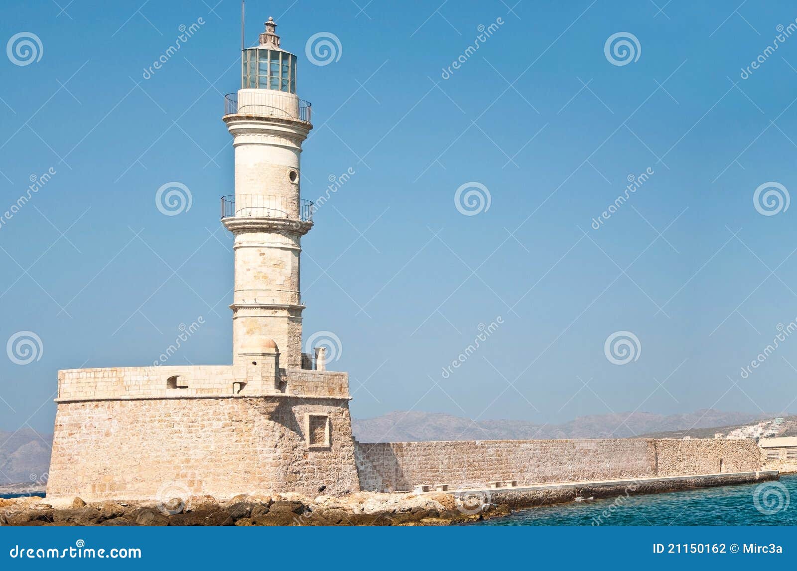 Chania lighthouse stock photo. Image of panorama, blue - 21150162