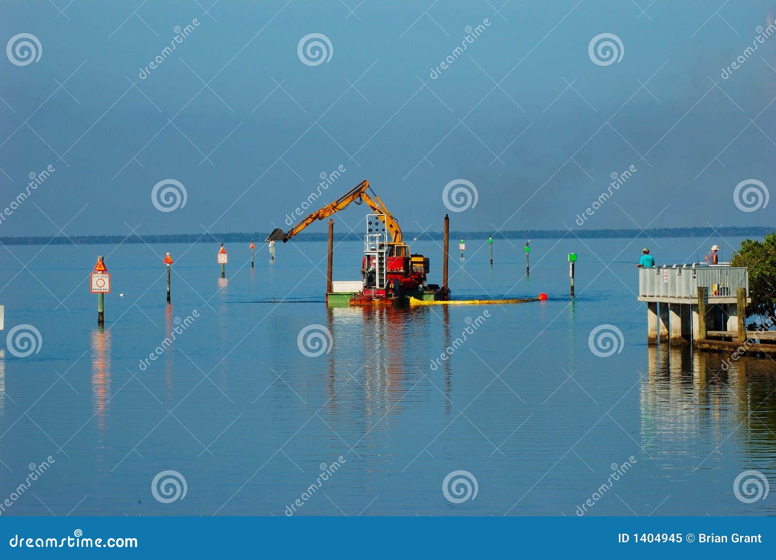 Channel Dredging stock image. Image of clear, backhoe - 1404945