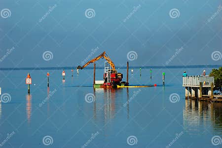 Channel Dredging stock image. Image of clear, backhoe - 1404945