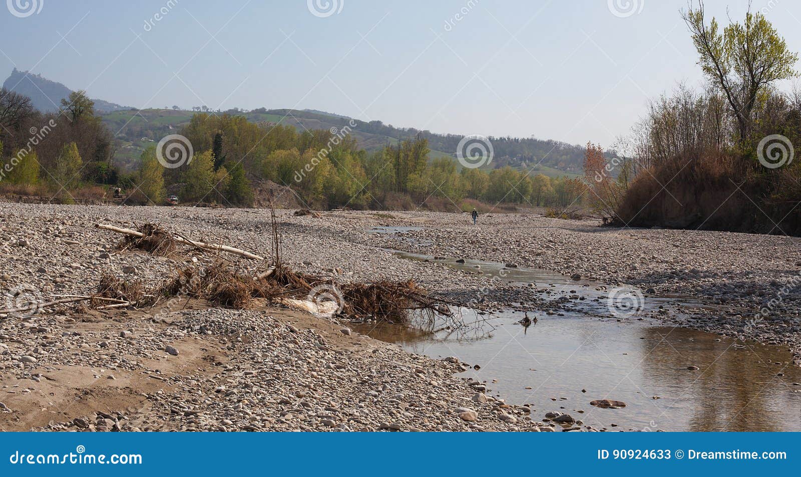 Channel of a Dried-up River. Stock Image - Image of stone, tree: 90924633