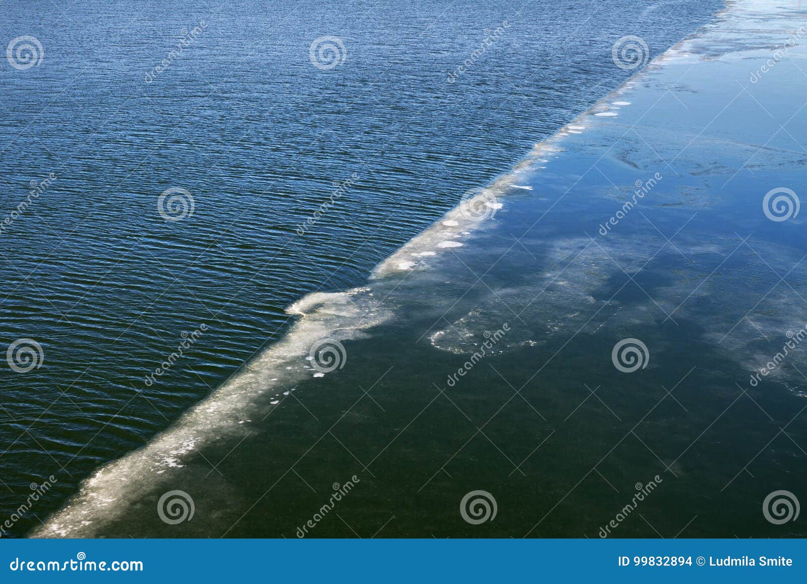 Channel in ice. stock photo. Image of nature, landscape - 99832894