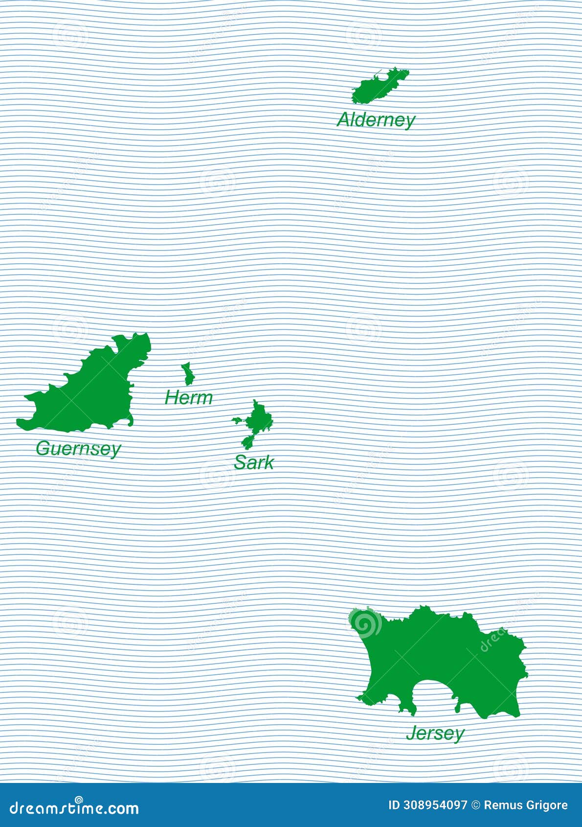 Herm Ans Sark Islands Map - Cdr Format Vector Illustration ...