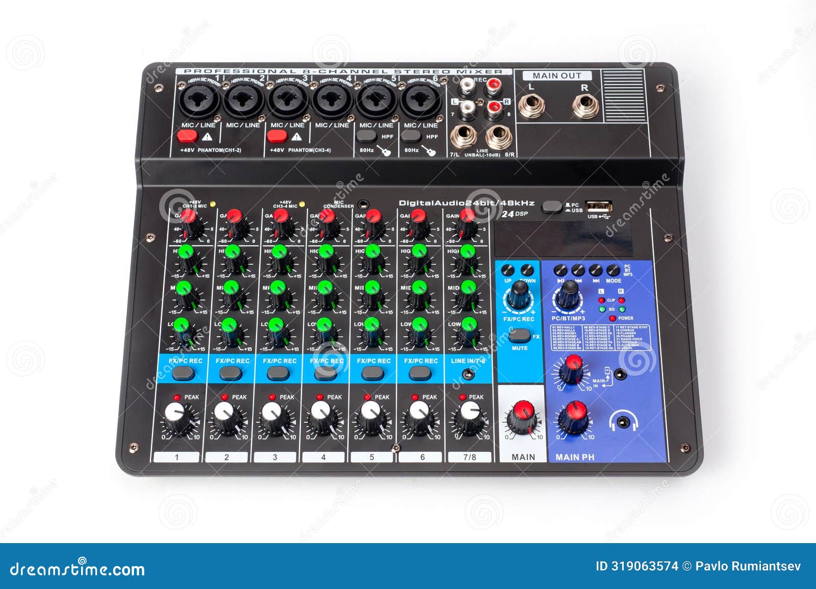 8-channel Mixing Console for Connecting Microphones and Musical ...