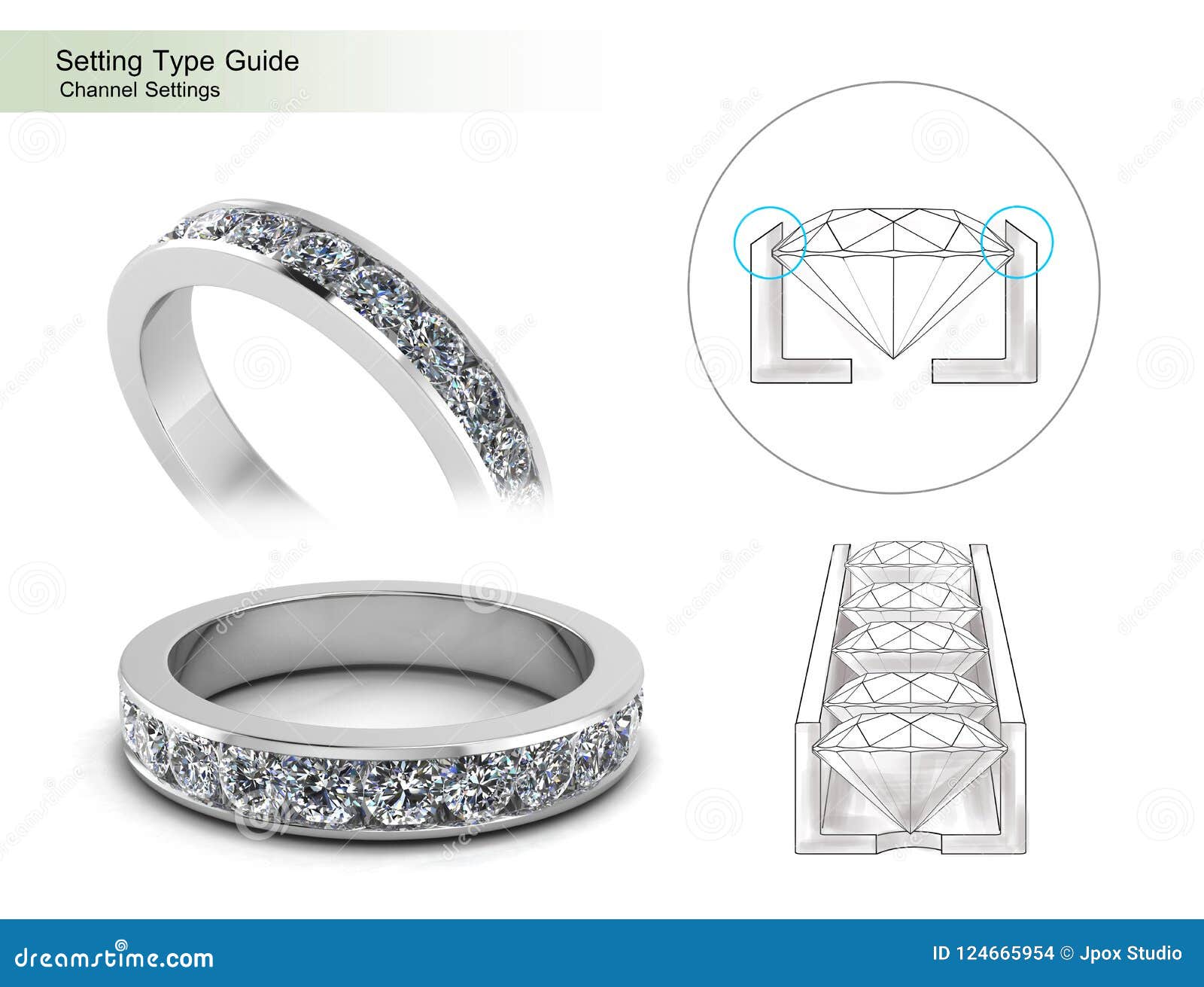 Pave Settings Isolated On White Background,Setting Type Guide-3D Image ...