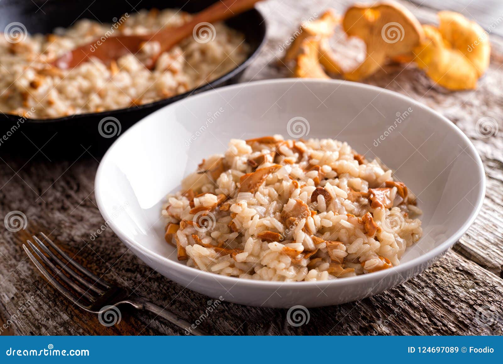 Chanterelle Risotto stock image. Image of arborio, mushroom - 124697089