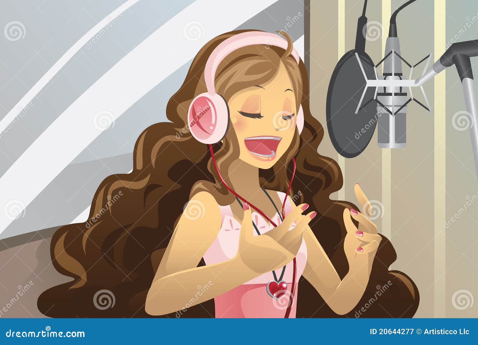 Chanteur Dans Le Studio D'enregistrement Illustration de Vecteur ...