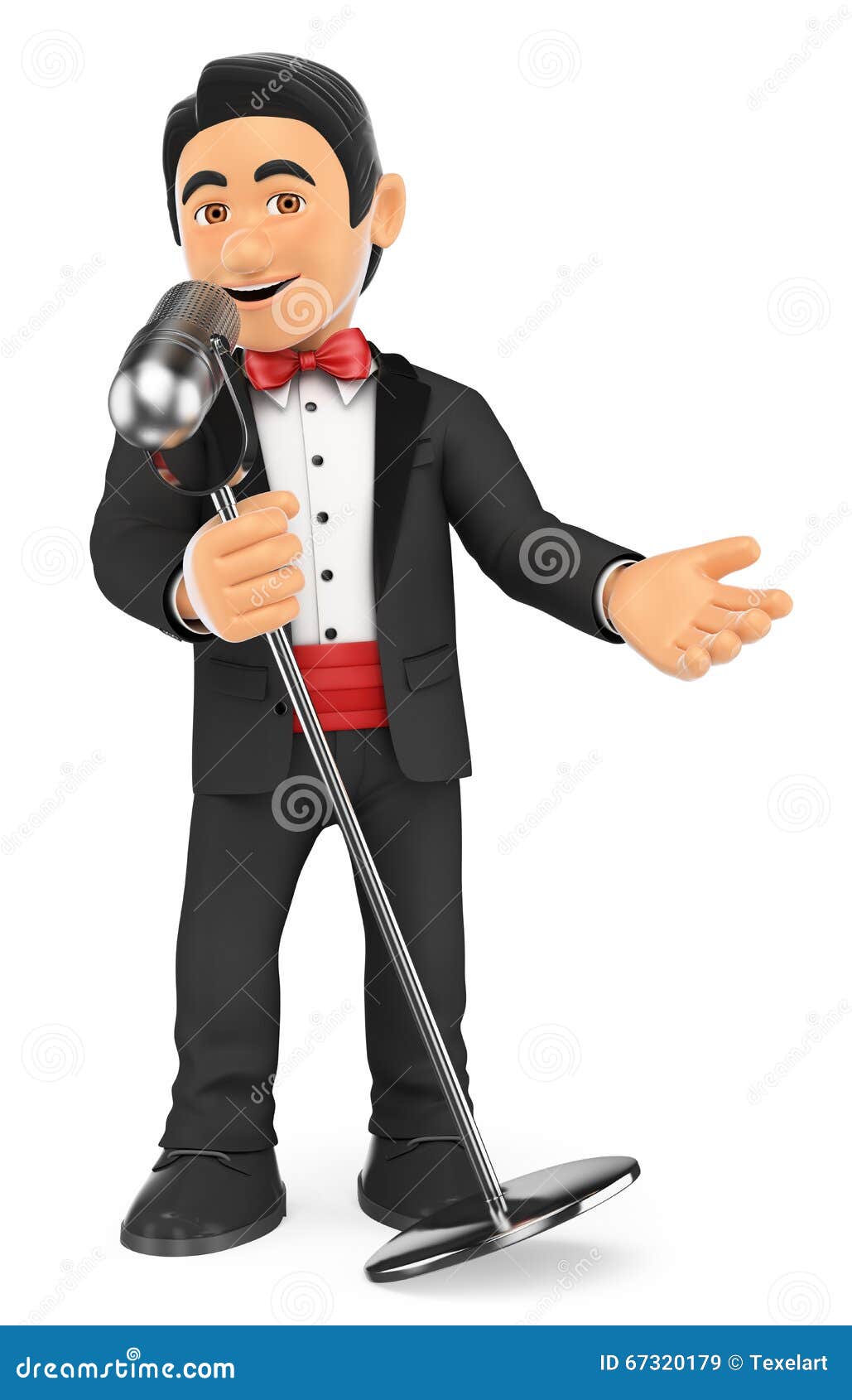 Chanteur Du Smoking 3D Avec Le Microphone Crooner Illustration Stock ...