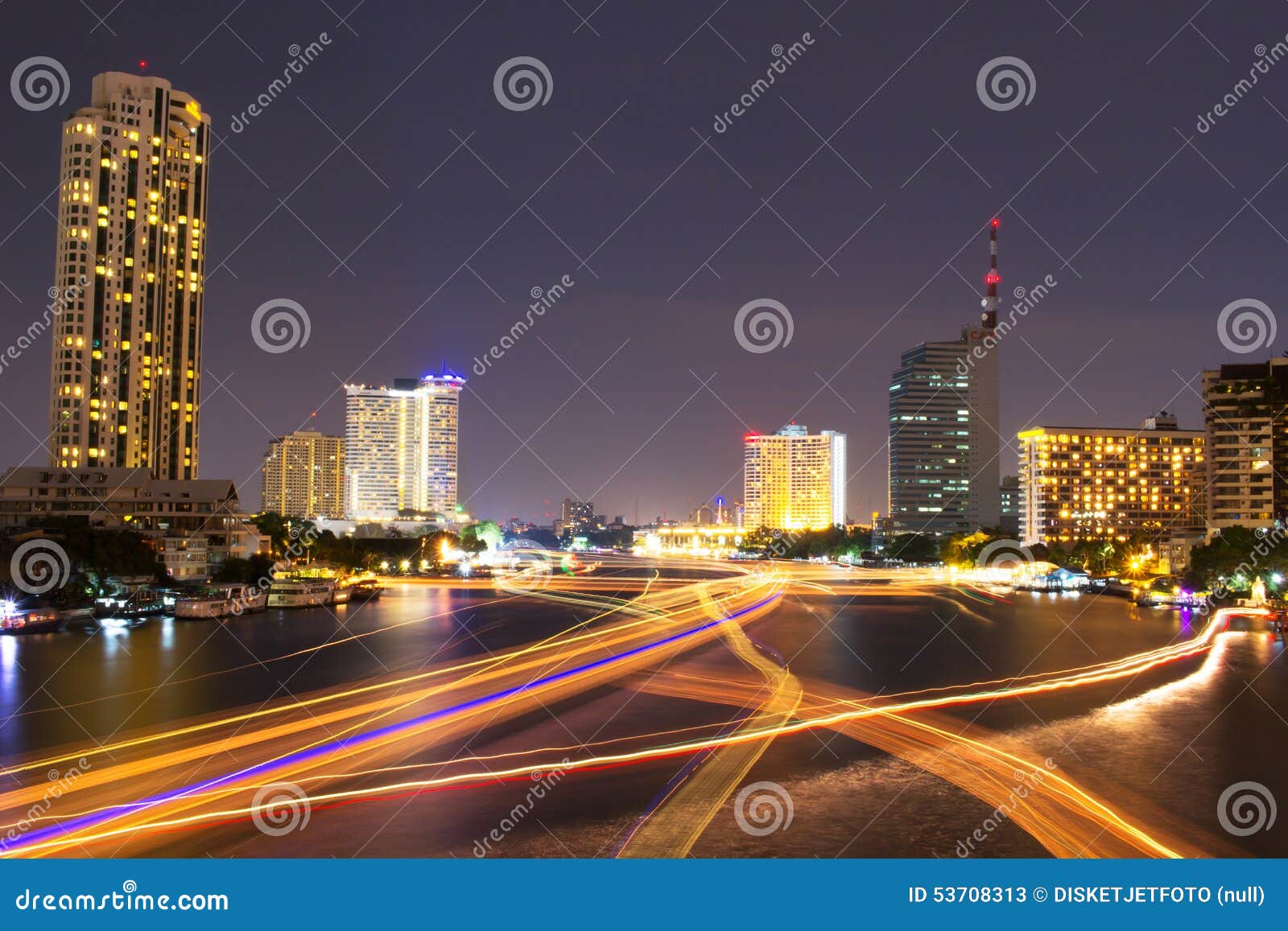 Chao Praya River in Twilight. Editorial Stock Photo - Image of praya ...