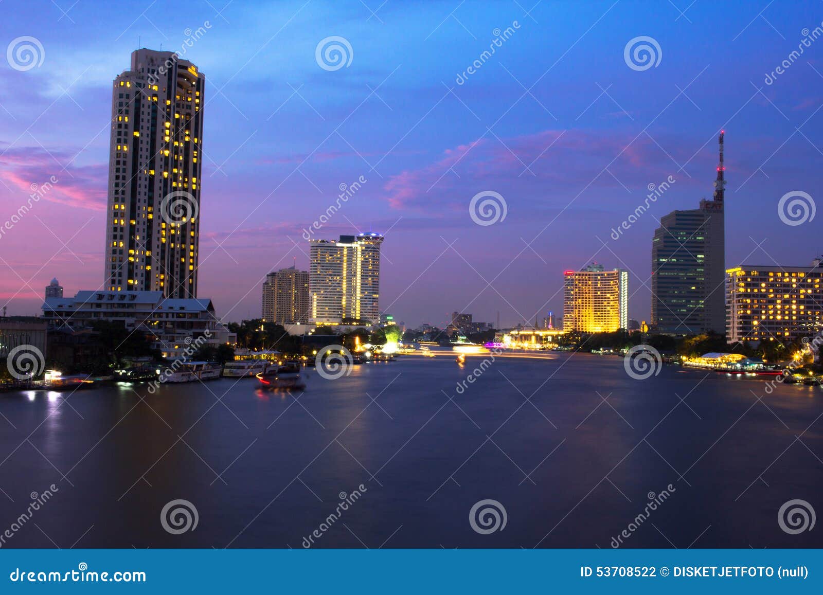 Chao Praya River in Twilight, Bangkok Thailand. Editorial Photography ...