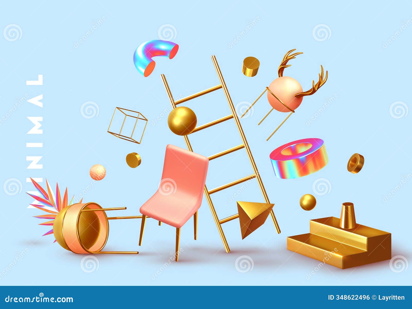 Chaos Abstract Background with 3d Objects. Realistic Geometric Shapes ...