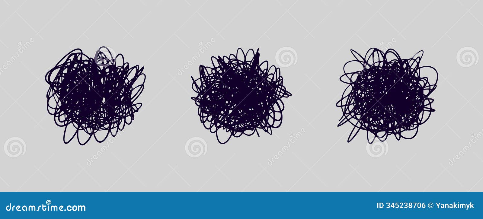 Chaos and Brain Line Doodle Icon Stress and Anxiety Scribbles. Thinking ...