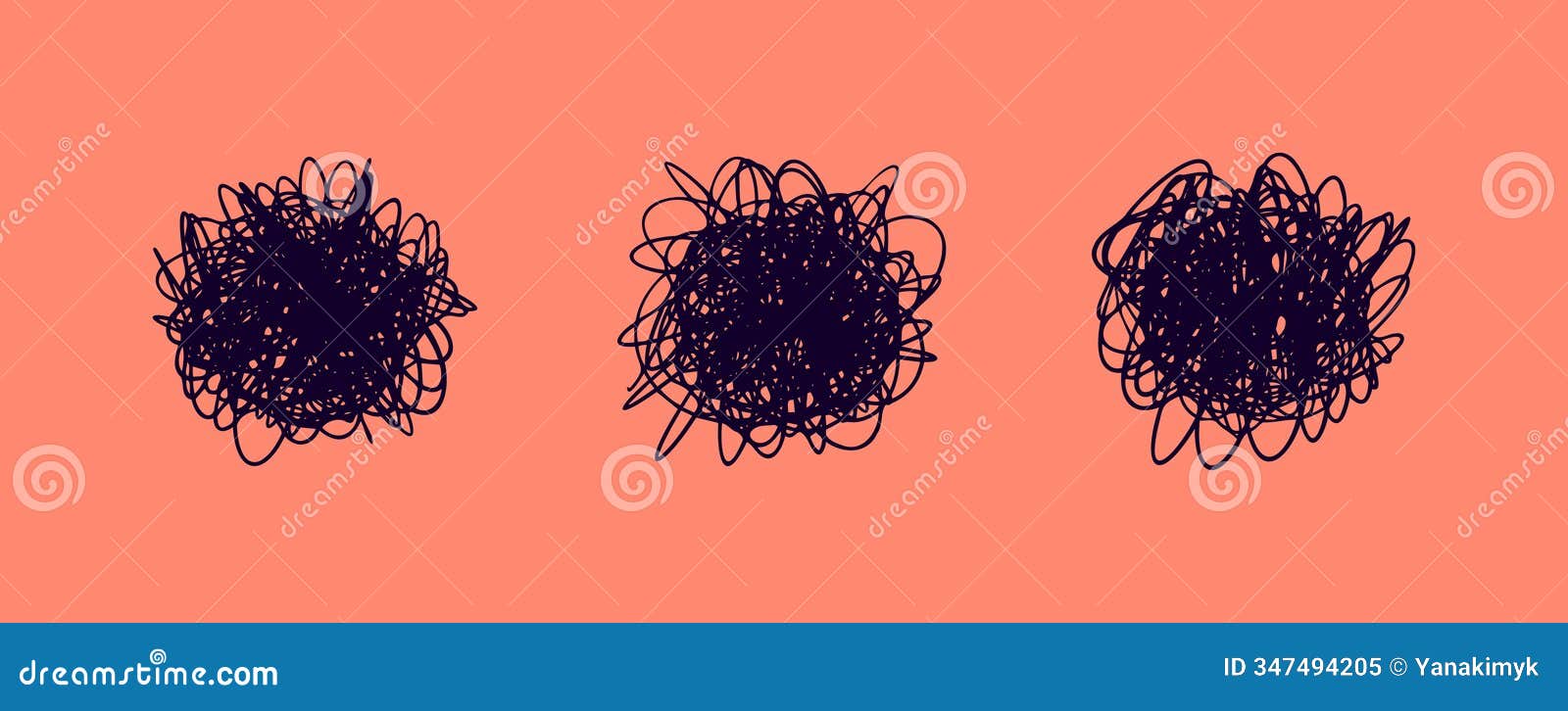 Chaos and Brain Line Doodle Icon Stress and Anxiety Scribbles. Thinking ...