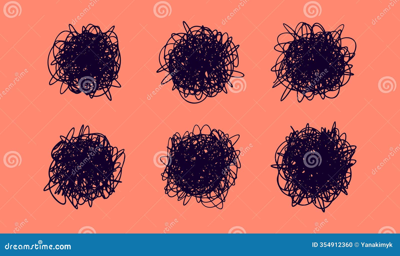 Chaos and Brain Line Doodle Icon Stress and Anxiety Scribbles. Thinking ...