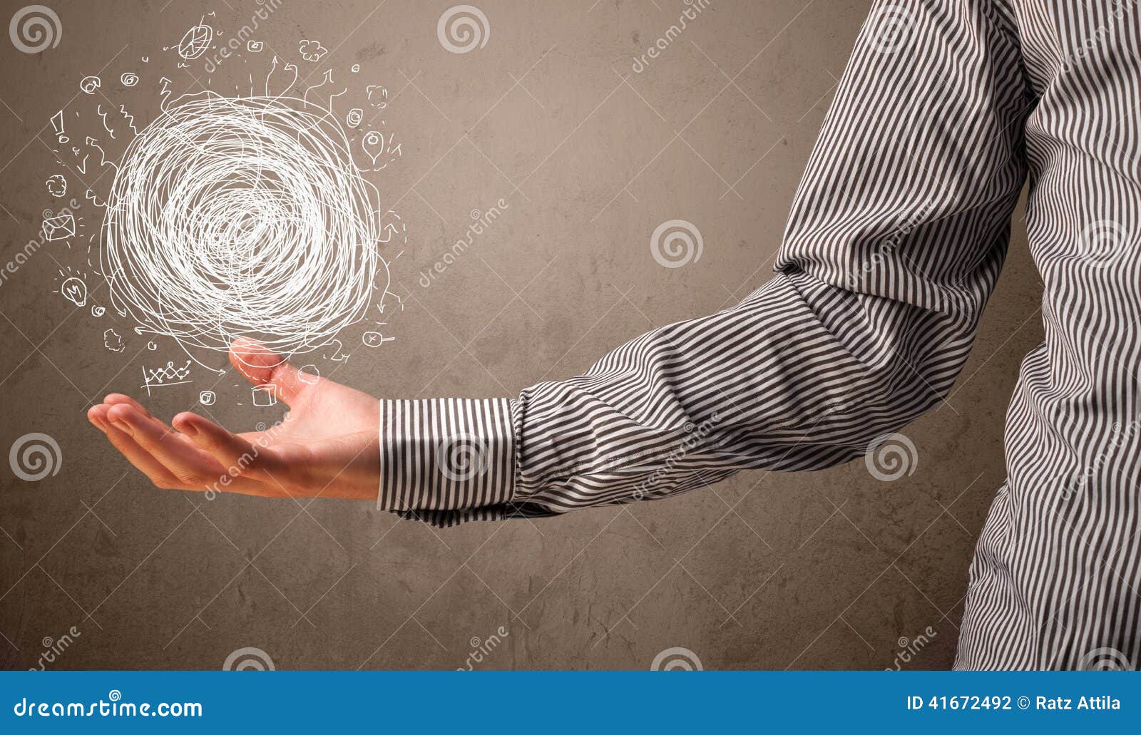 Chaos Concept in the Hand of a Businessman Stock Photo - Image of lines ...