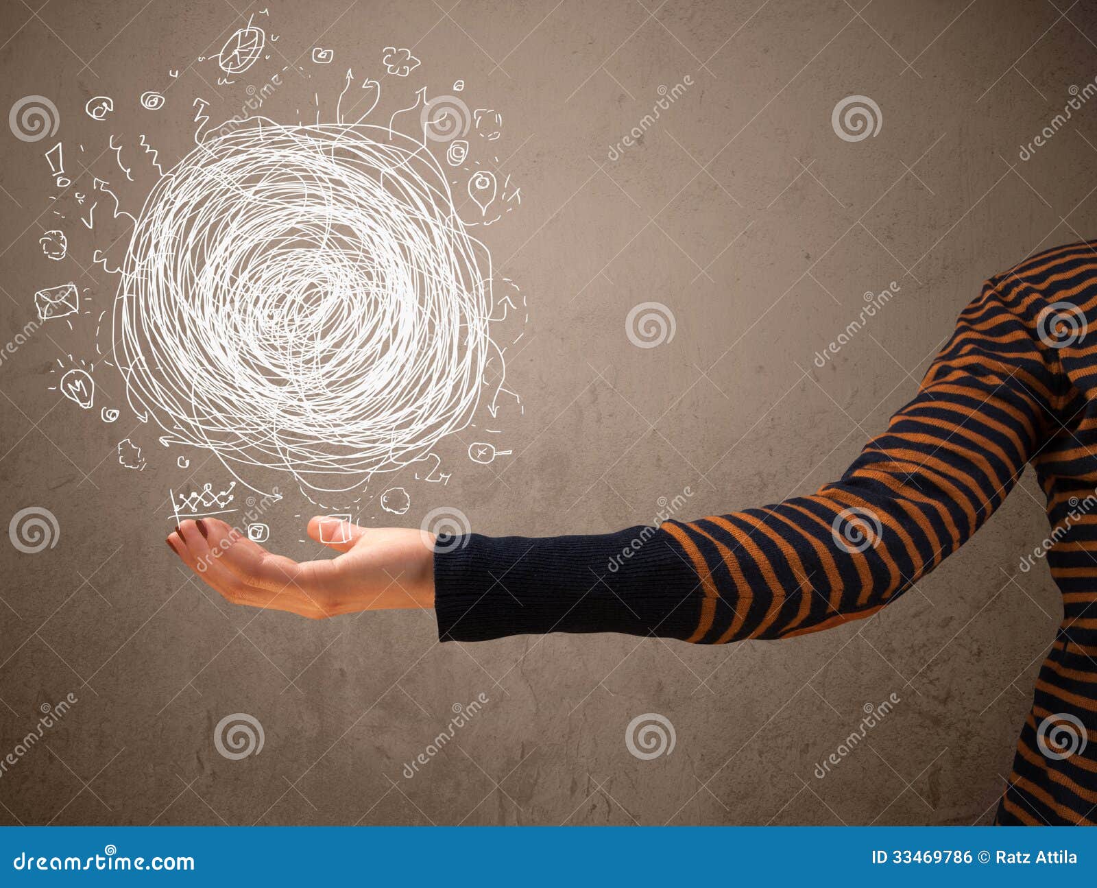 Chaos Concept in the Hand of a Woman Stock Photo - Image of line, mess ...