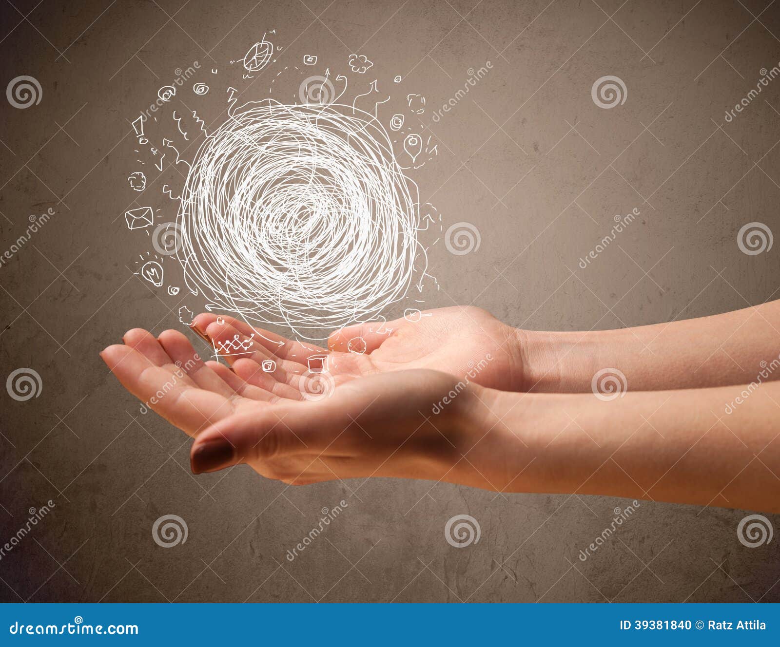 Chaos Concept in the Hand of a Woman Stock Photo - Image of line, lines ...