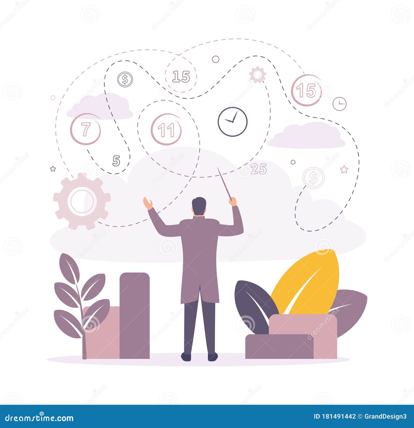 Chaos Control. a Man Leads the Work Process. Stock Vector ...