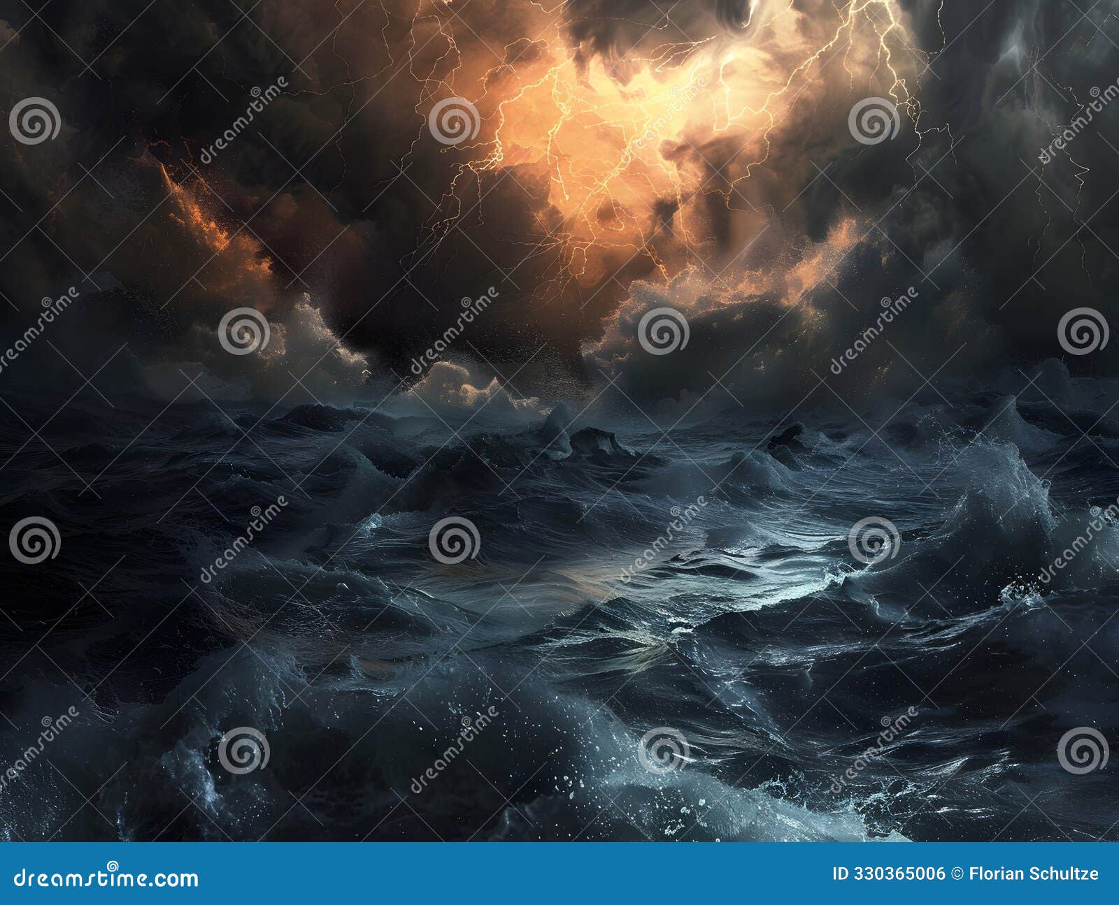Chaos dark ocean storm stock illustration. Illustration of motion ...
