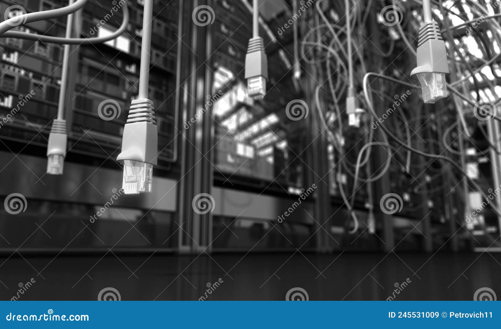 Chaos in a Network Server Room. Stock Illustration - Illustration of ...