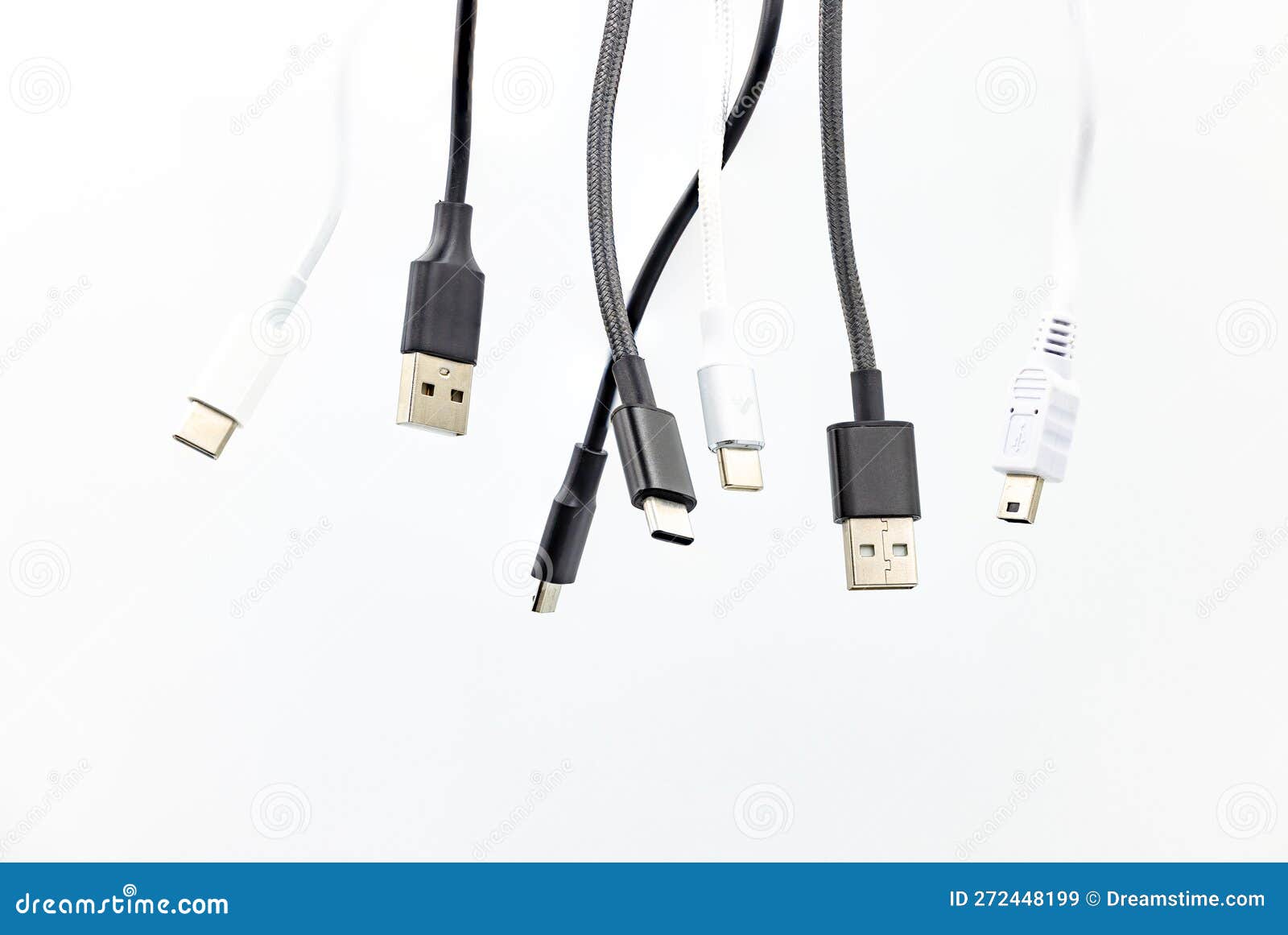 Various USB Cables and Plugs Isolated Against White Stock Image - Image ...