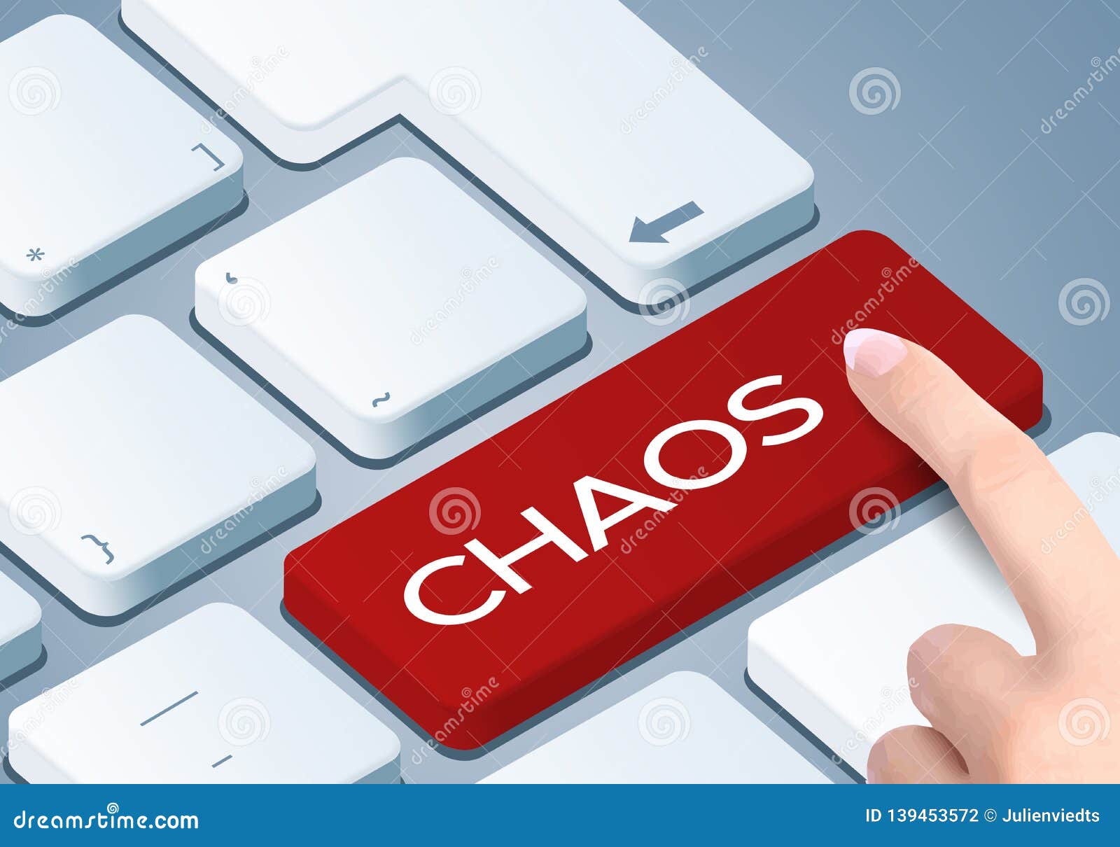 Chaos Keyboard Key. Finger Push the Button Stock Photo - Image of ...
