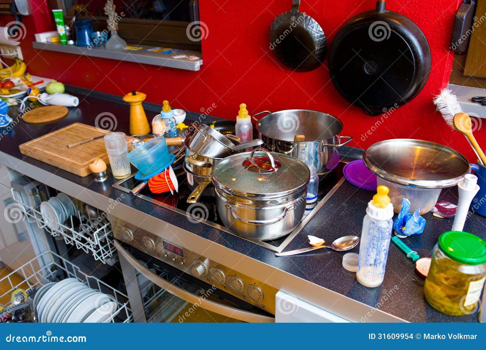 Chaos in the kitchen stock photo. Image of bathe, colorful - 31609954