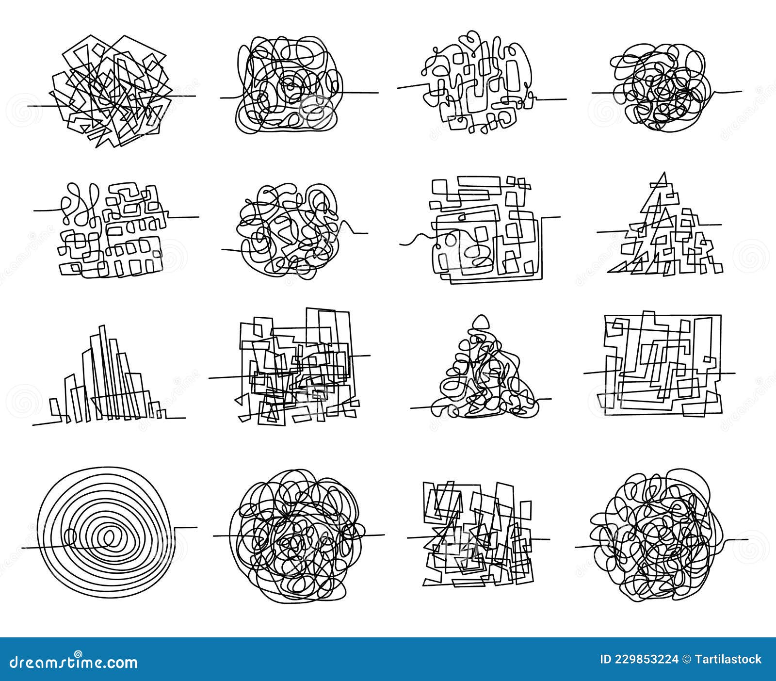 Line Of Messy Clew Symbols Line Of Symbols With Scribbled Round Element ...