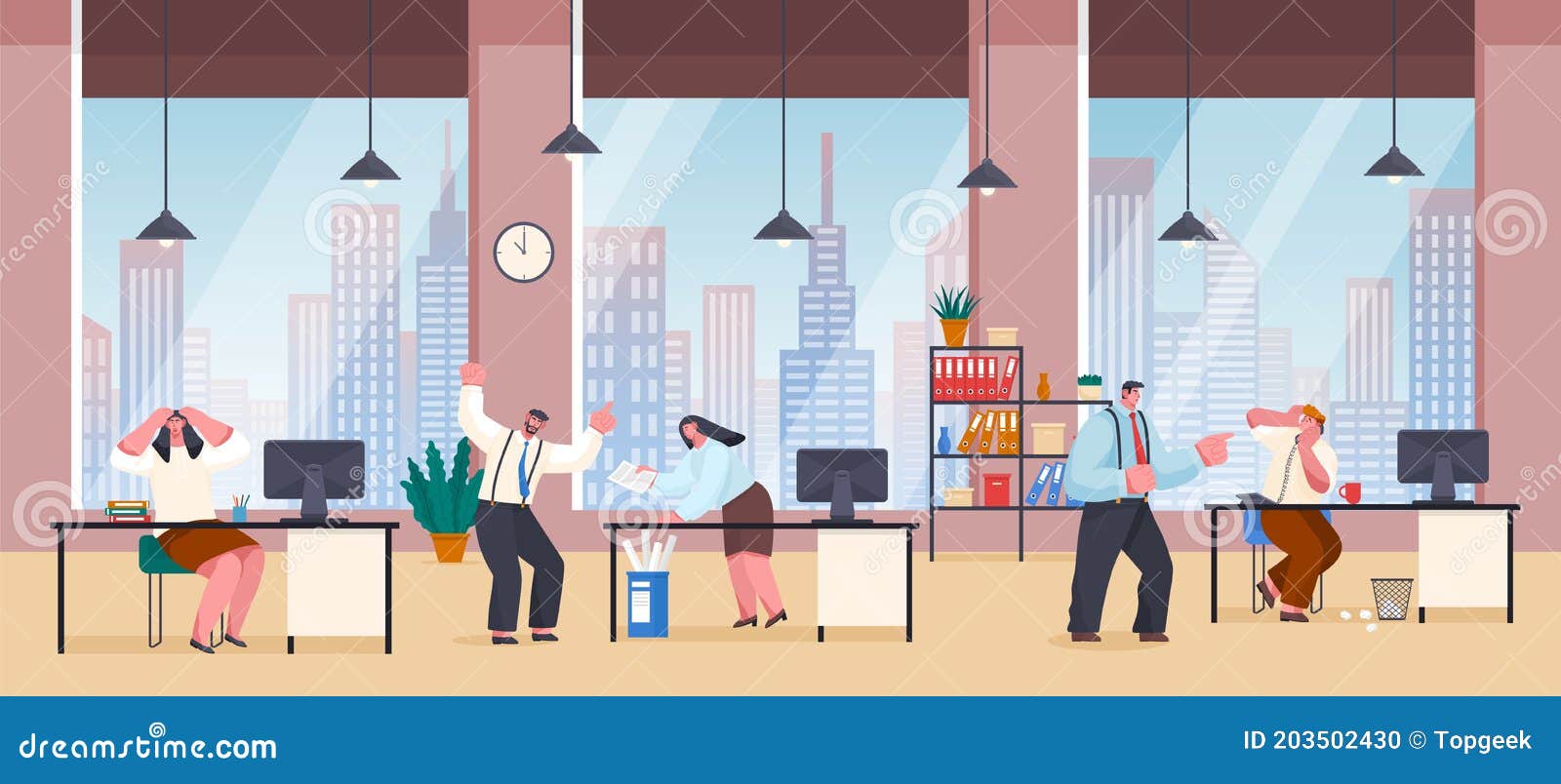 Panic People. Cartoon Afraid Characters With Stress And Shock Reaction ...