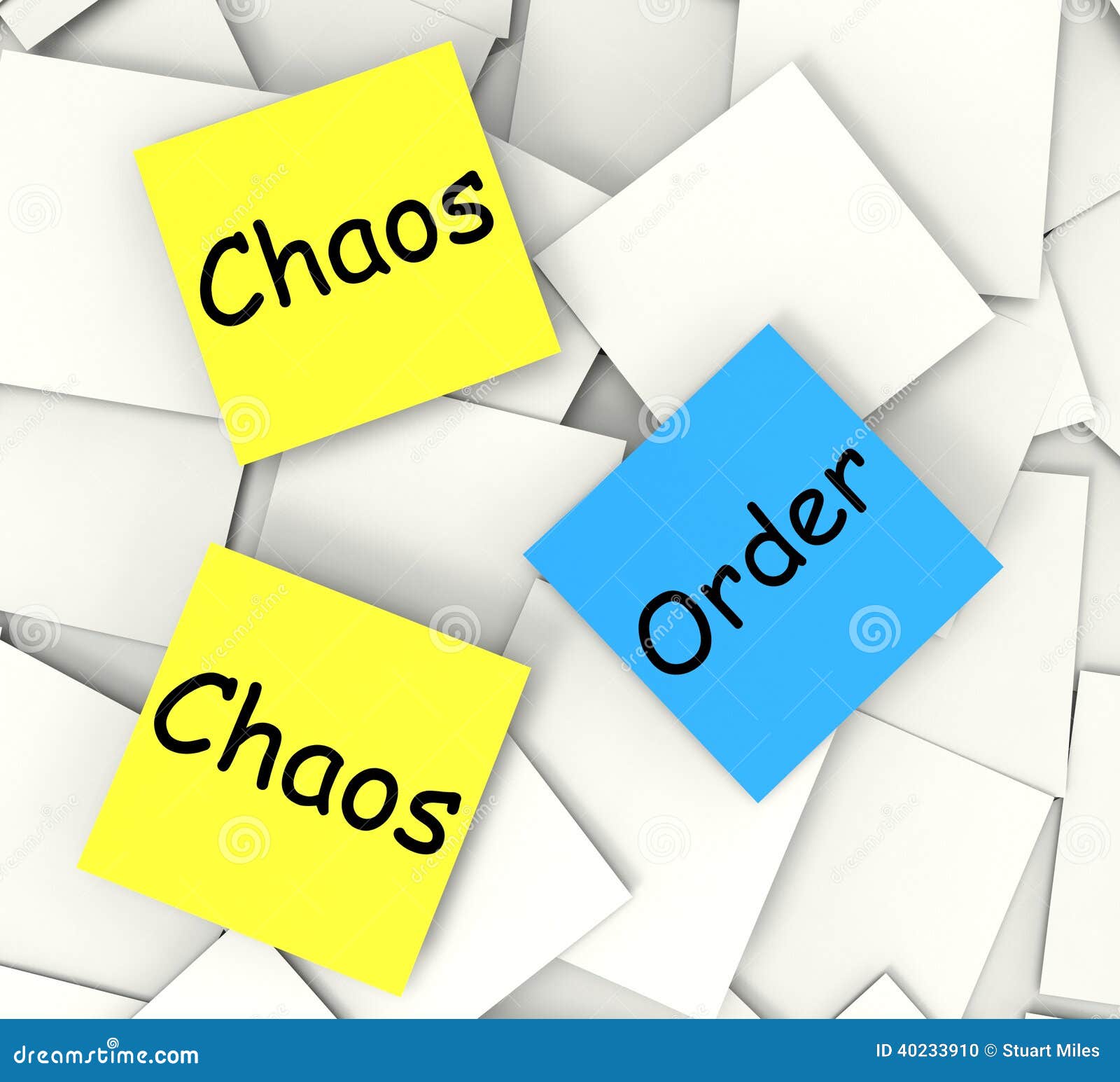 Chaos Order Post-it Notes Show Disorganized or Stock Illustration ...