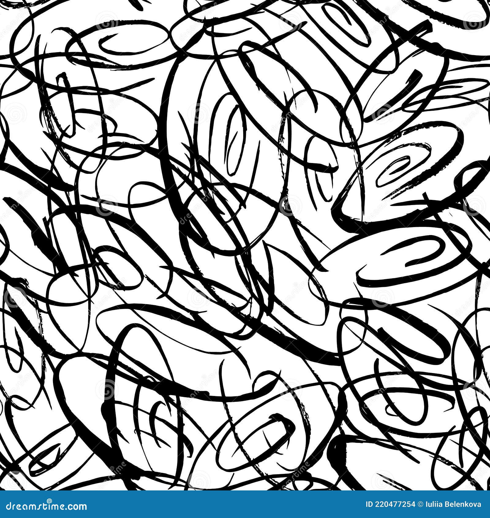 Chaos Seamless Pattern, Tangled Texture, Vector Background with Lines ...