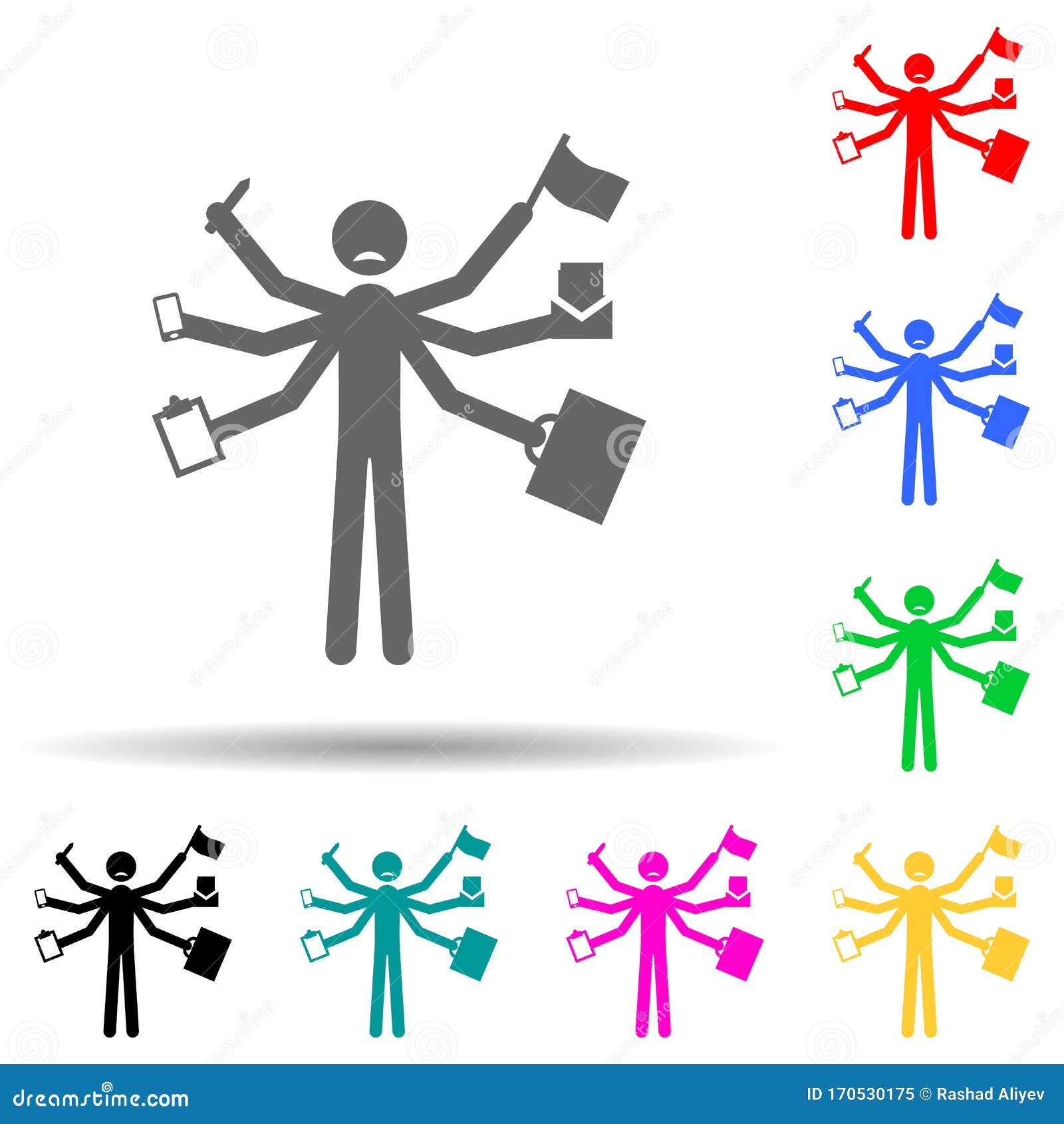Chaos in Work Multi Color Style Icon. Simple Glyph, Flat Vector of ...