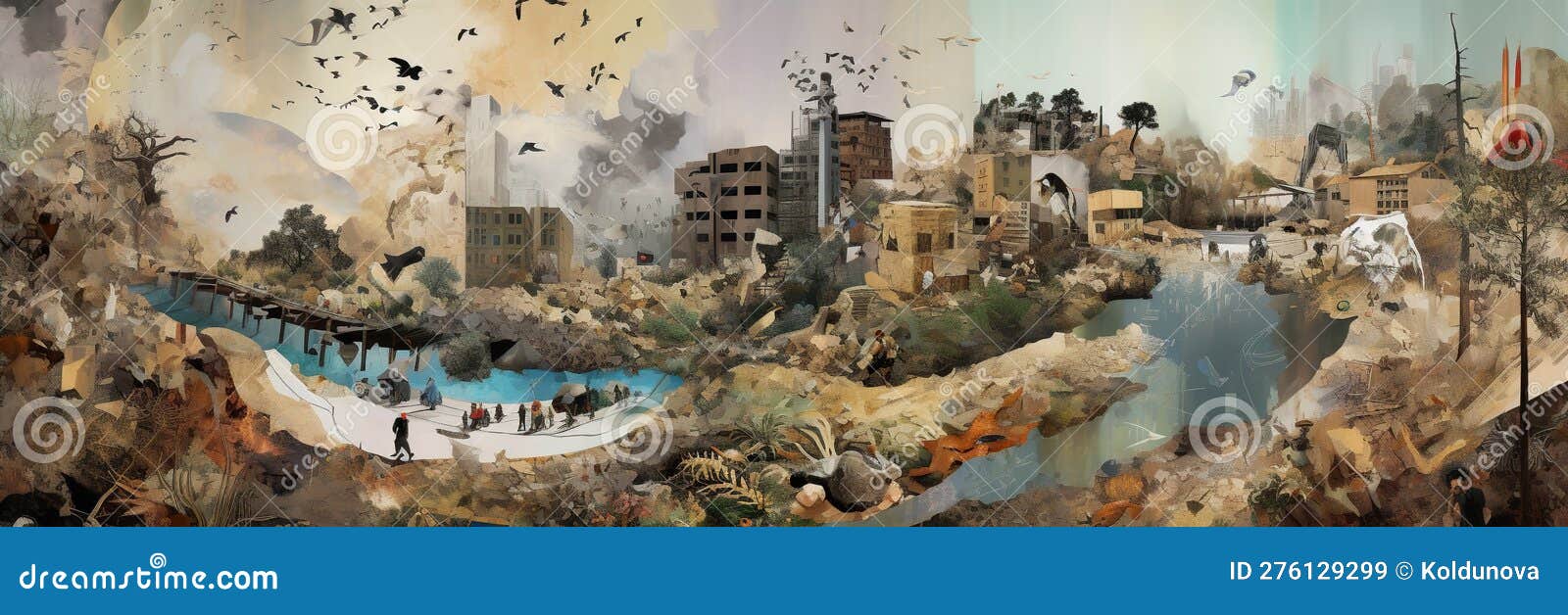 Chaotic, Abstract Collage Featuring Intermingling Images of ...