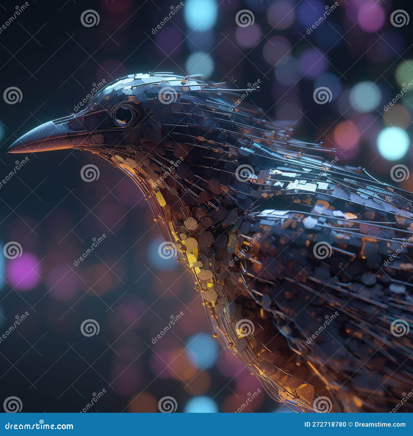 Chaotic Abstract Theory Dot Matrix, Diagram Map of a Bird. Generative ...