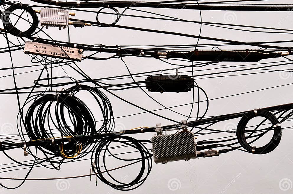 Chaotic Array of Telecommunication Wires Stock Image - Image of post ...