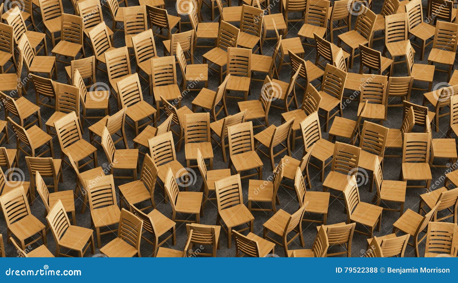 Chaotic Array of Wooden Chairs Facing Random Directions Stock ...