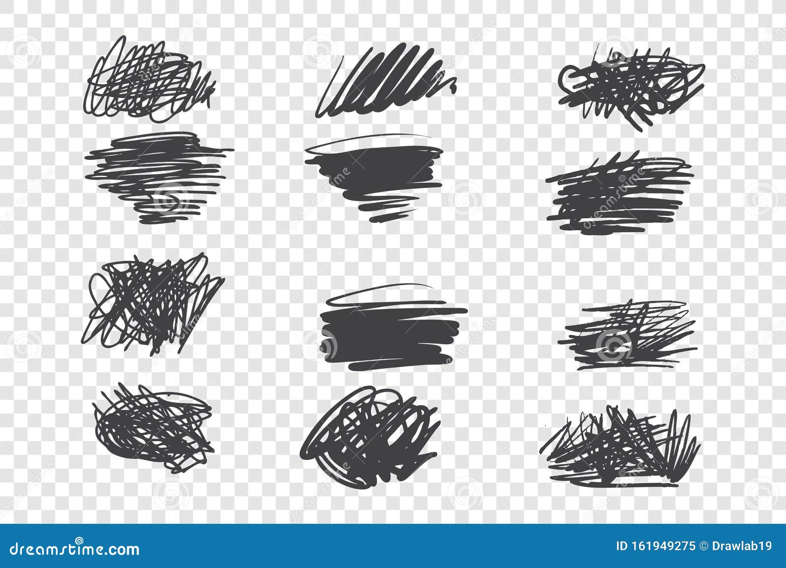 Chaotic Black Scribble Vector Illustrations Set Stock Vector ...