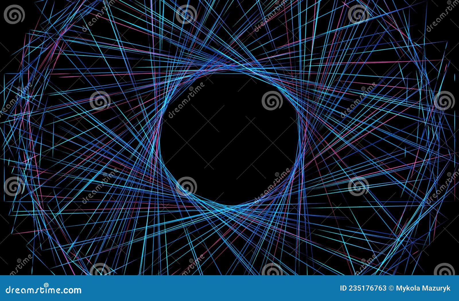 Chaotic Blue Color Lines in Circle Stock Vector - Illustration of ...