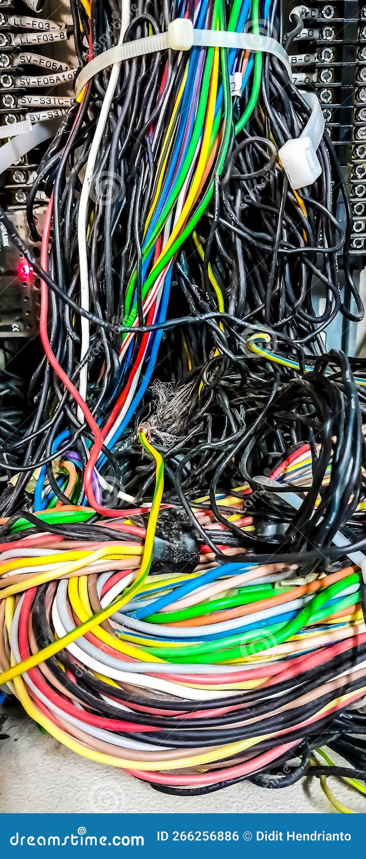A Chaotic Cable Installation in a PLC Panel Stock Photo - Image of ...