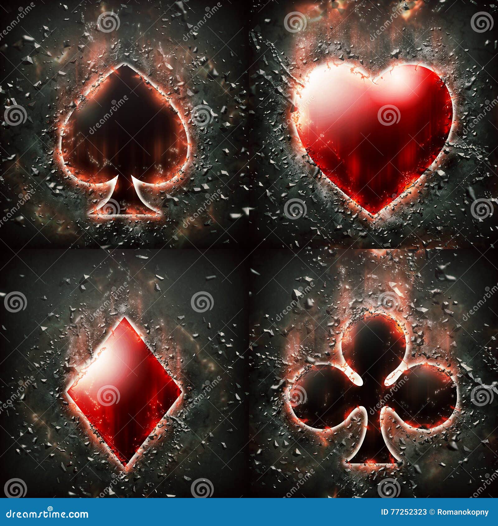 Chaotic card suits stock illustration. Illustration of element - 77252323