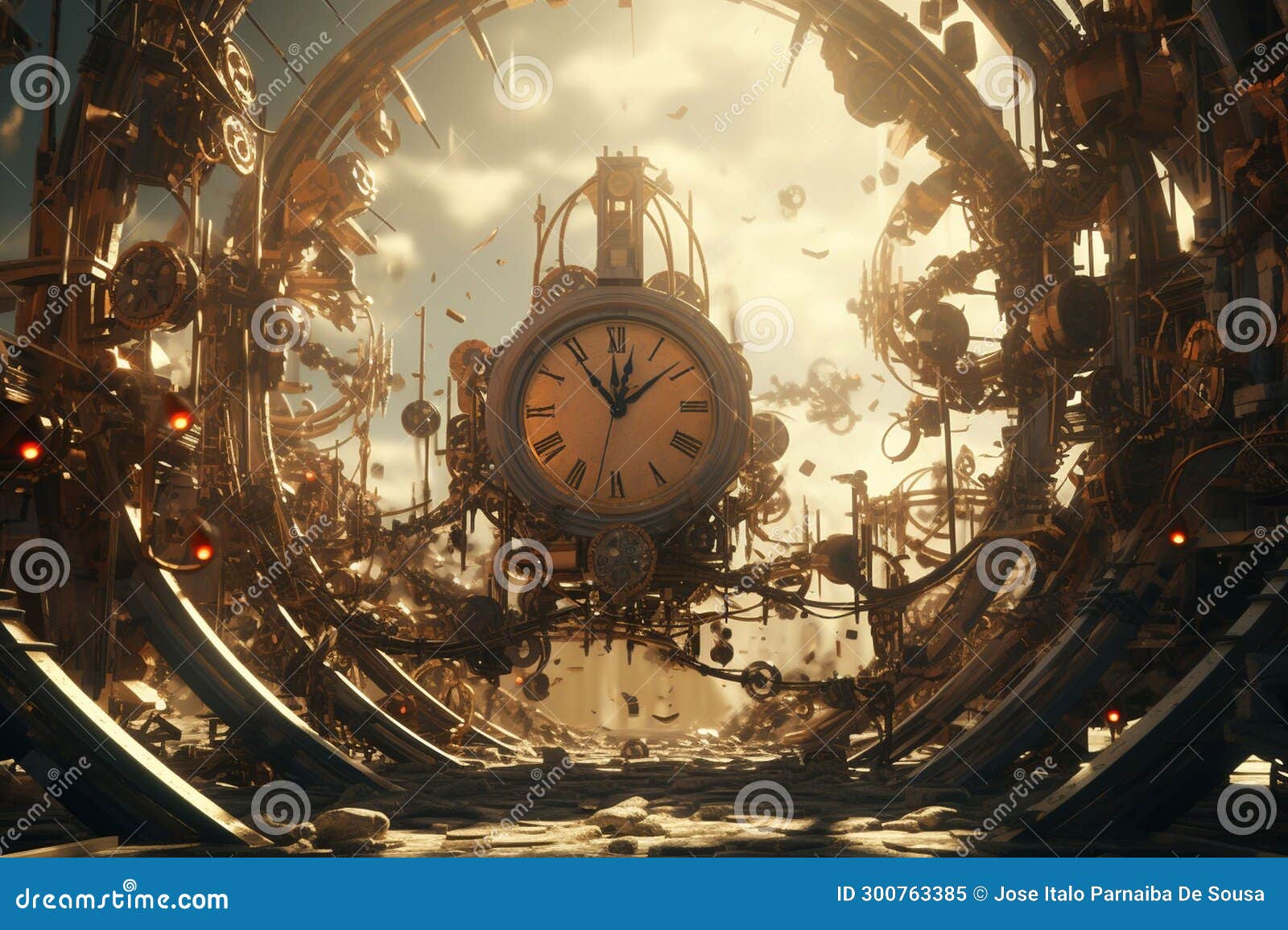 Chaotic Carnival of Time with Clockwork Stock Illustration ...