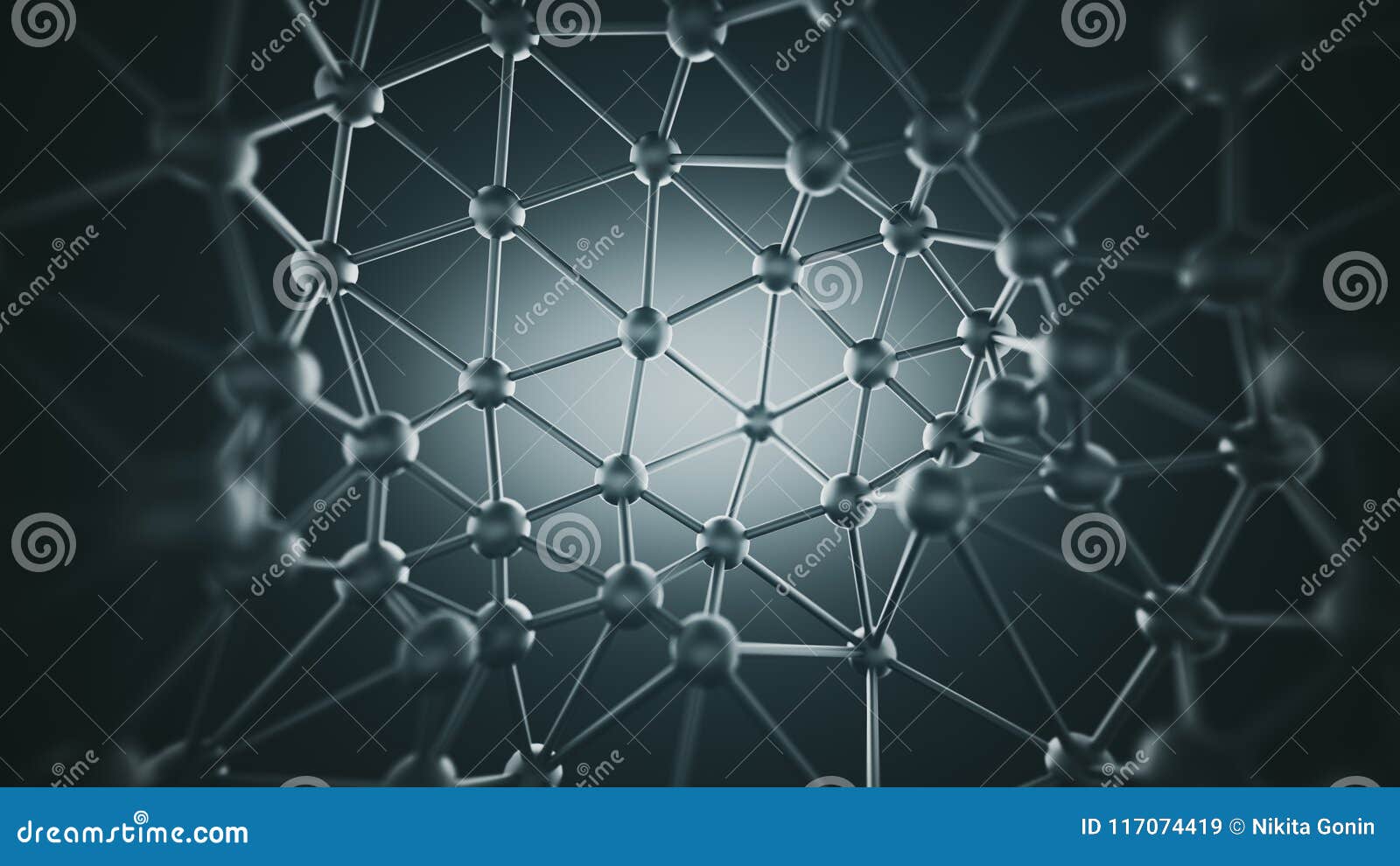 Chaotic Connecting Structure with Spheres and Lines 3D Rendering Stock ...