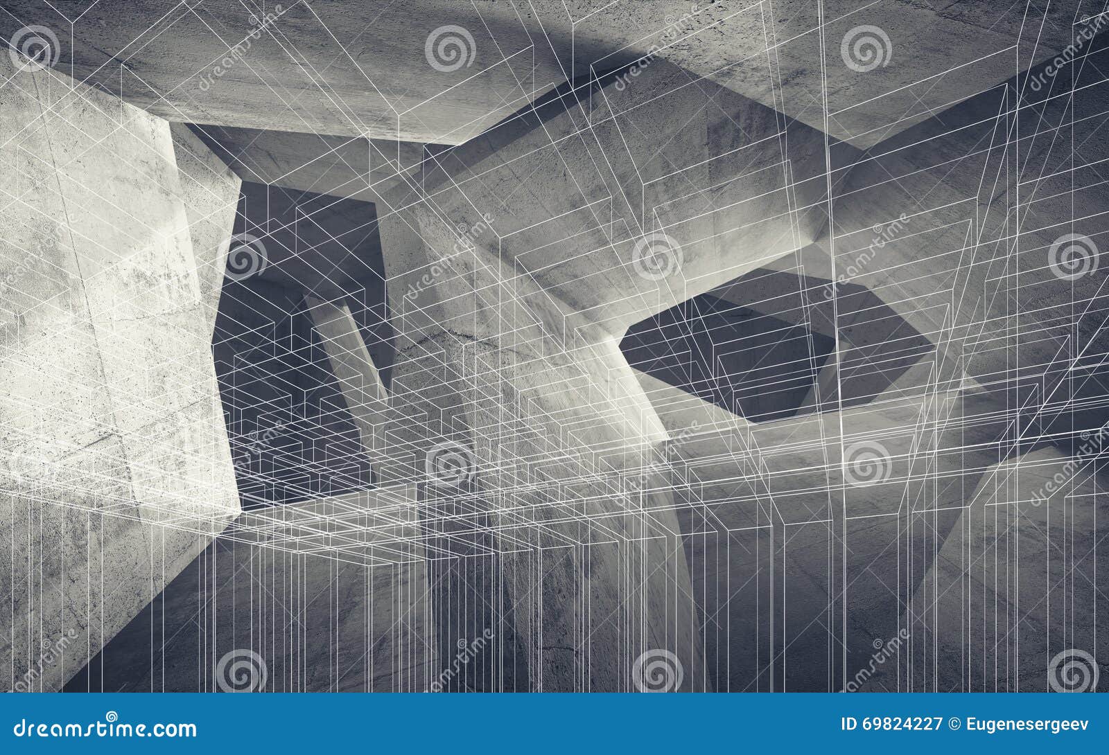 Chaotic 3d Structures and Wire-frame Lines Stock Illustration ...
